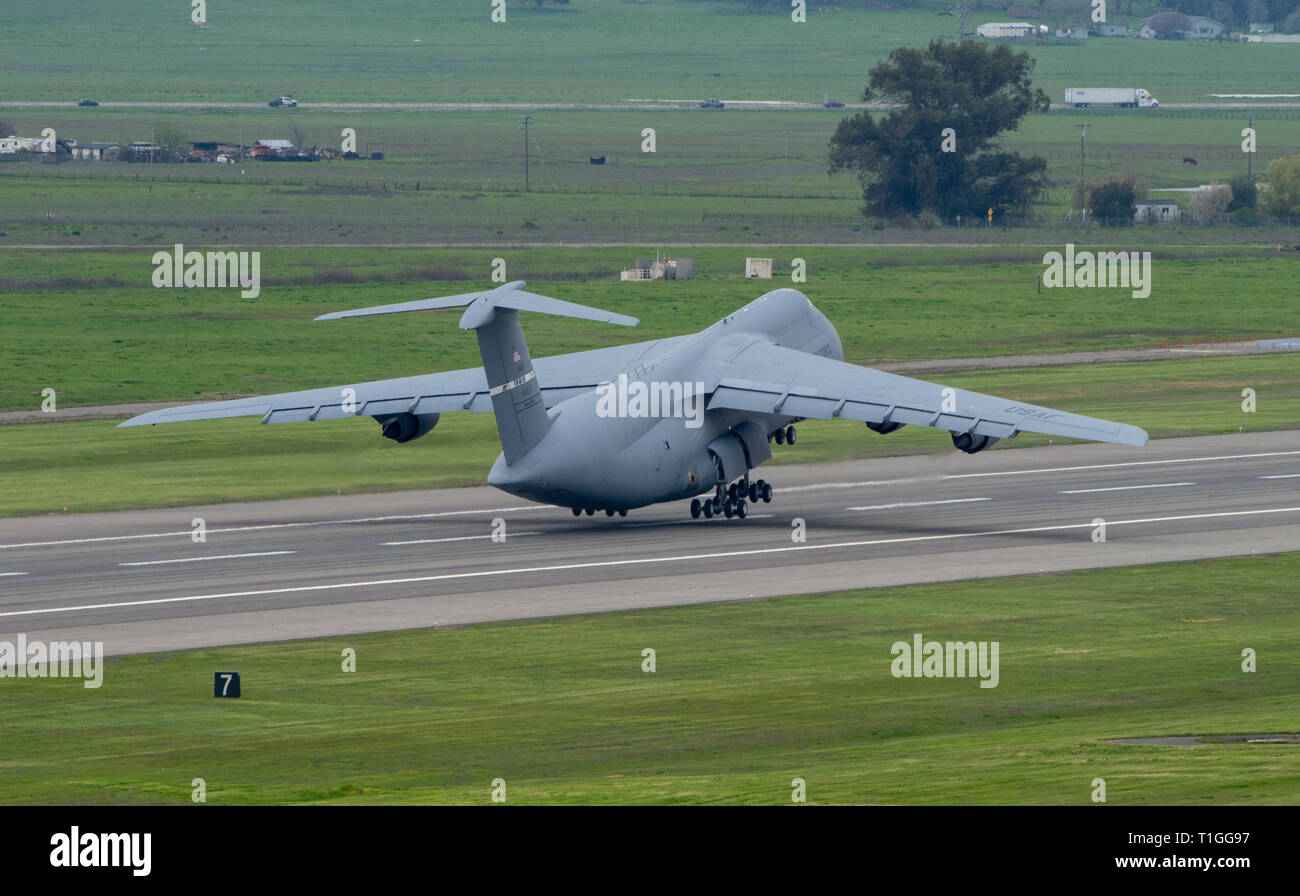 A U.S. Air Force C-5 Galaxy Super Galaxy conducts normal air operations ...