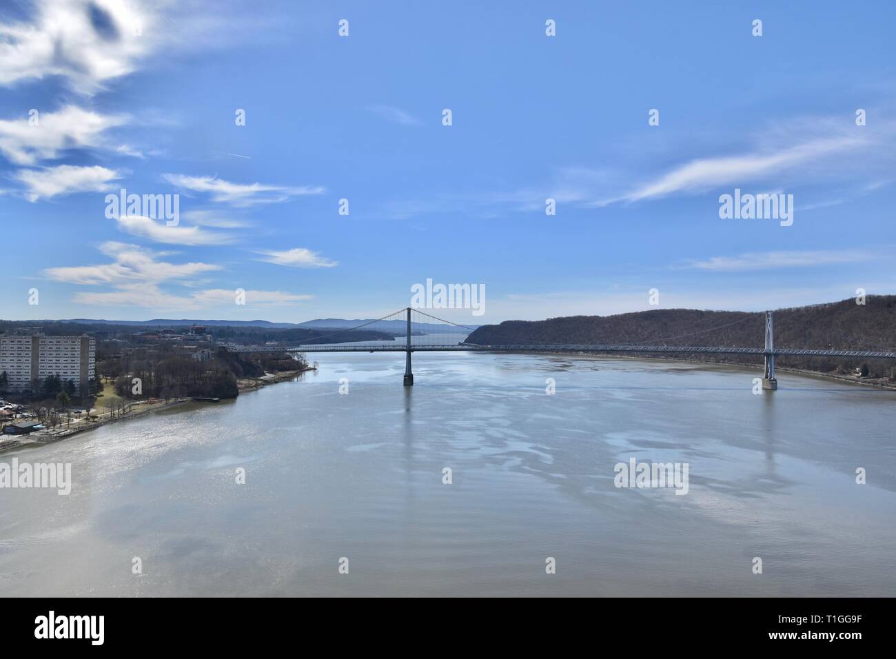 View of the Mid Hudson Bridge spanning the Hudson River as seen from ...