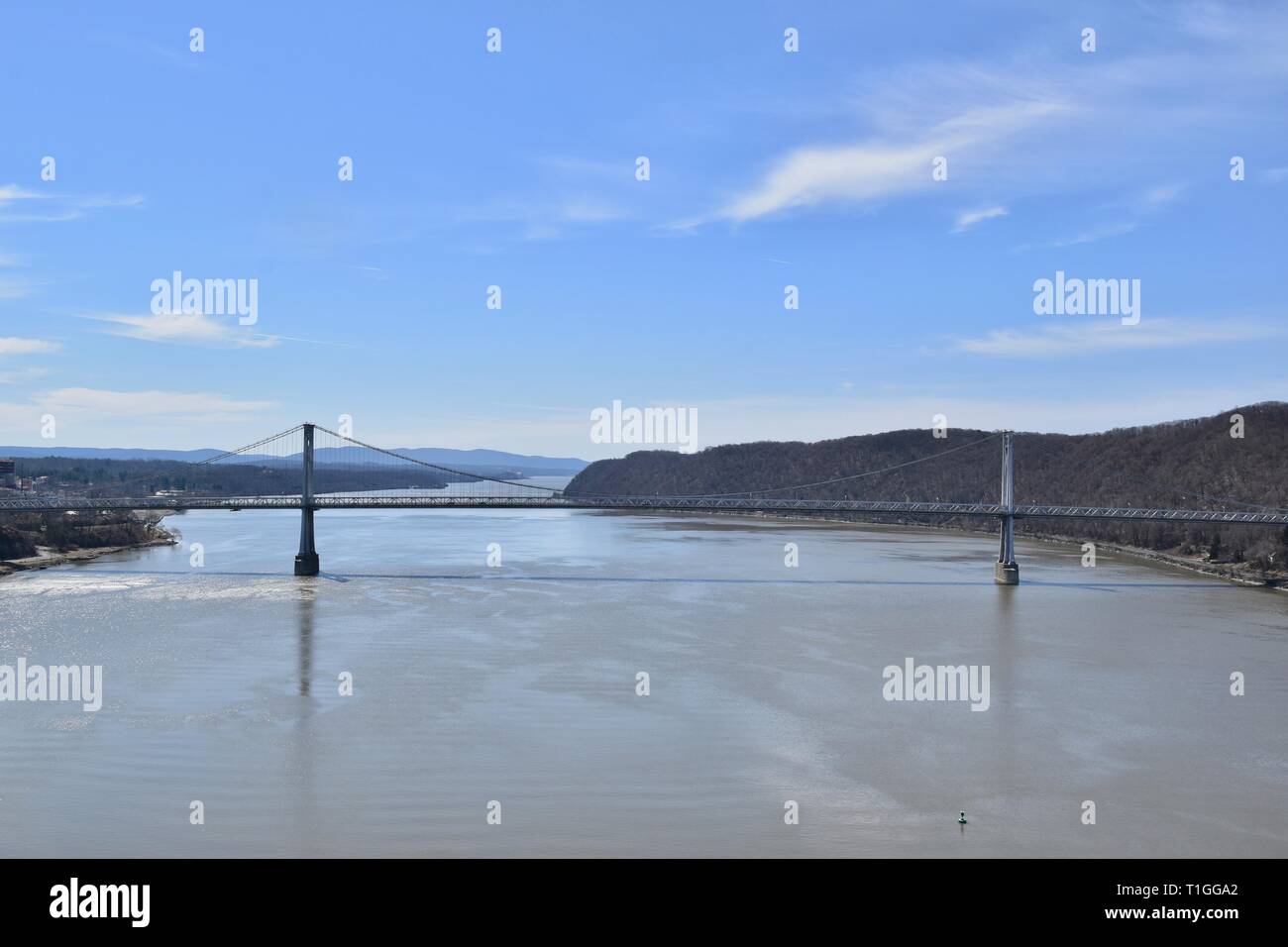 View of the Mid Hudson Bridge spanning the Hudson River as seen from ...