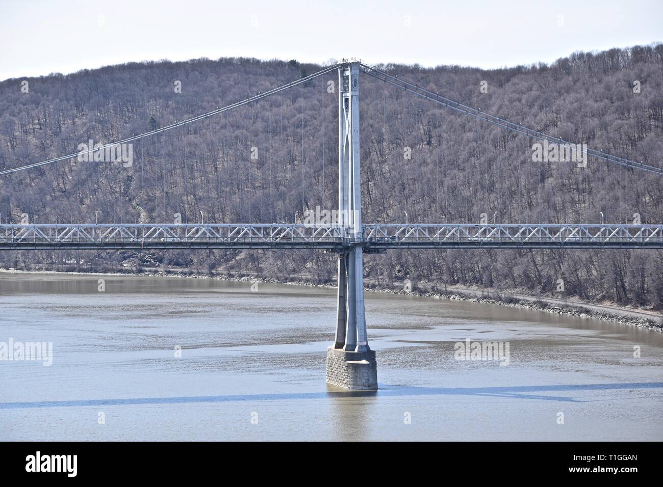 View of the Mid Hudson Bridge spanning the Hudson River as seen from ...