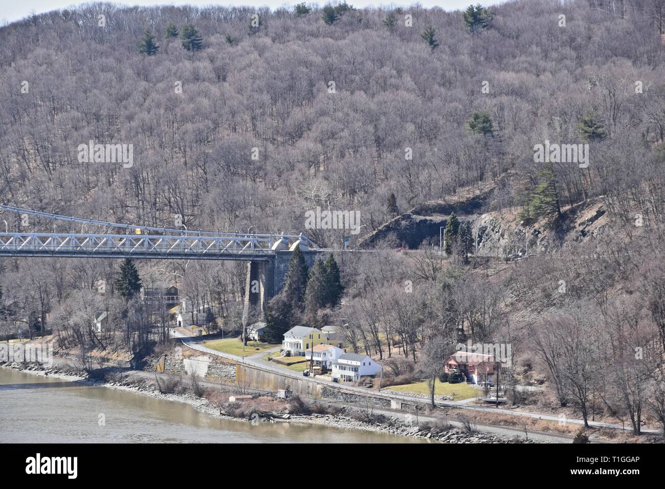 View of the Mid Hudson Bridge spanning the Hudson River as seen from ...
