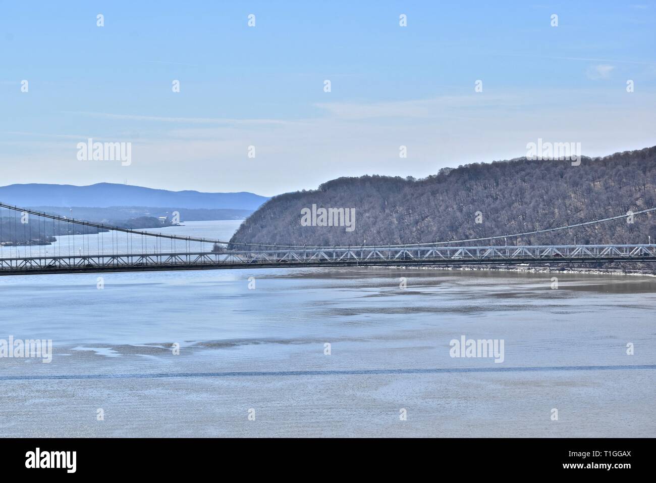 View of the Mid Hudson Bridge spanning the Hudson River as seen from ...