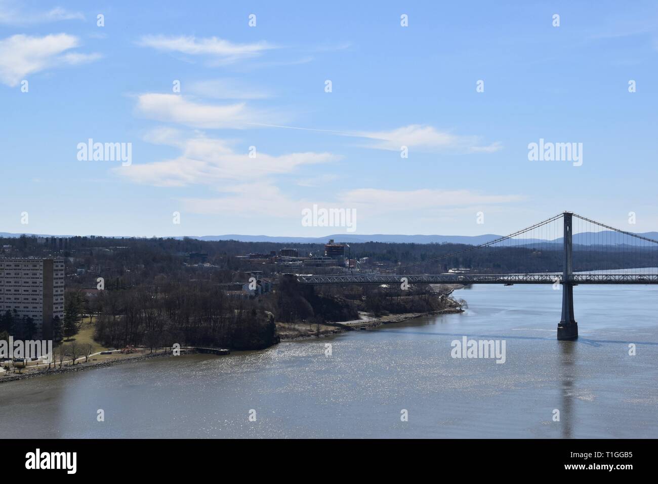 View of the Mid Hudson Bridge spanning the Hudson River as seen from ...