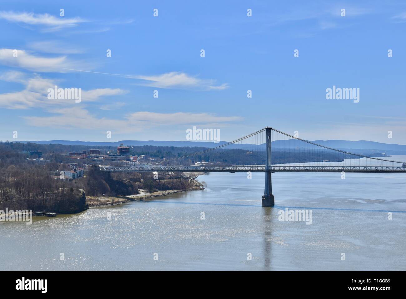 View of the Mid Hudson Bridge spanning the Hudson River as seen from ...