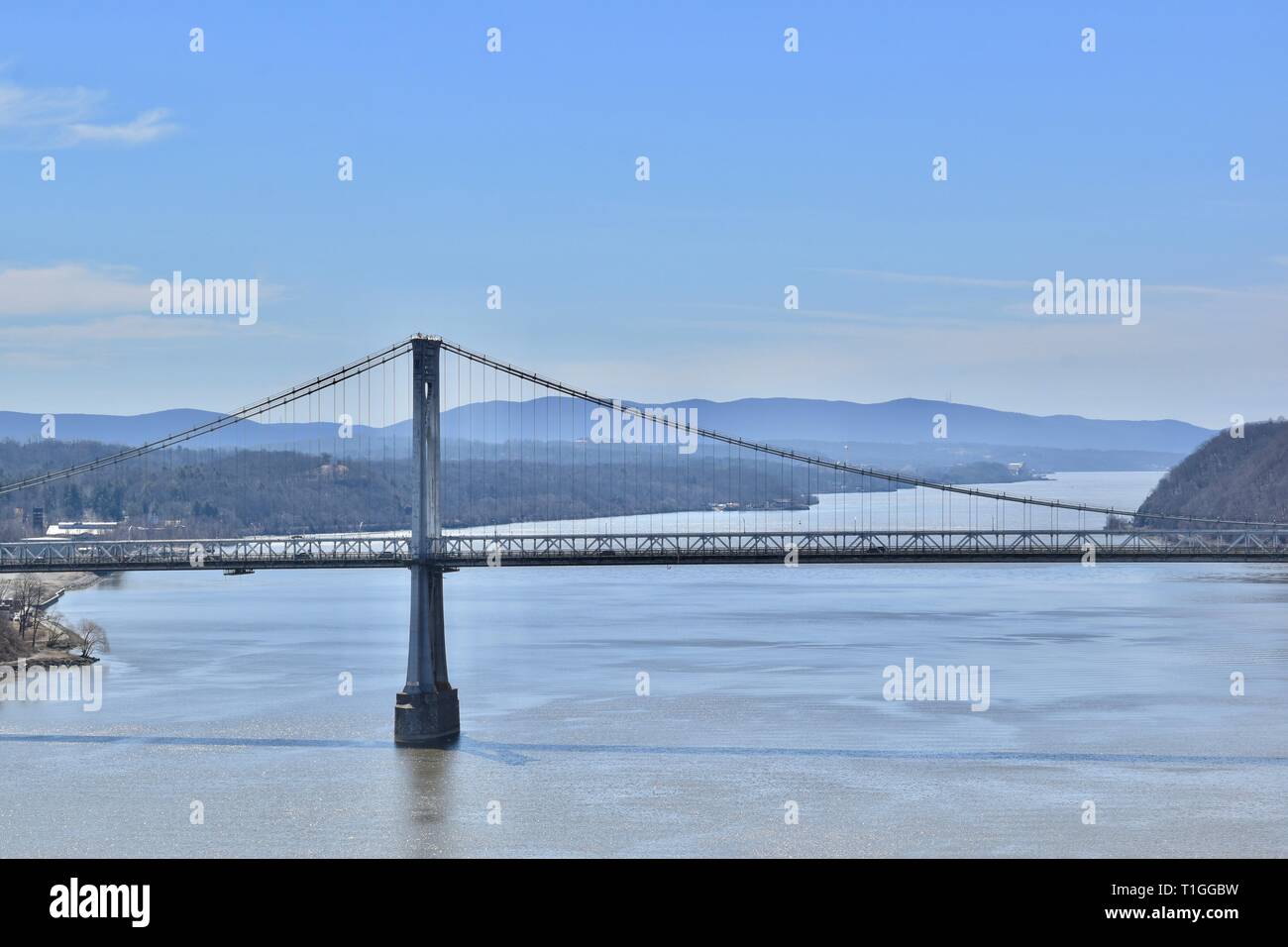View of the Mid Hudson Bridge spanning the Hudson River as seen from ...
