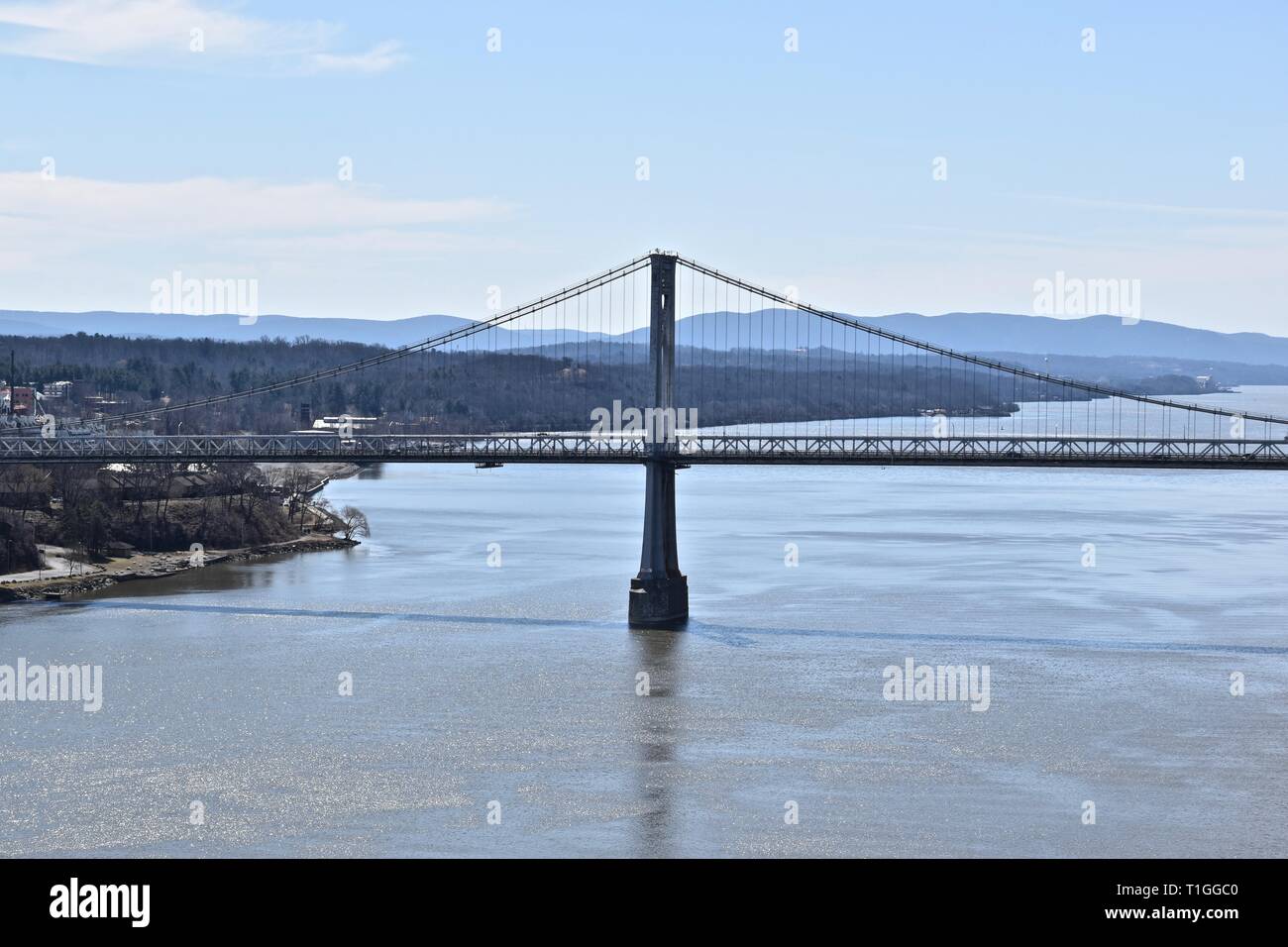 View of the Mid Hudson Bridge spanning the Hudson River as seen from ...