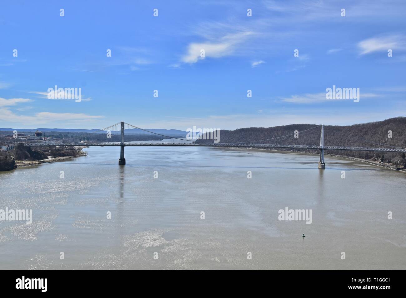 View of the Mid Hudson Bridge spanning the Hudson River as seen from ...