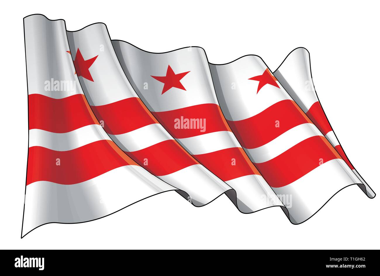 Vector illustration of a Waving Flag of Washington DC. All elements ...
