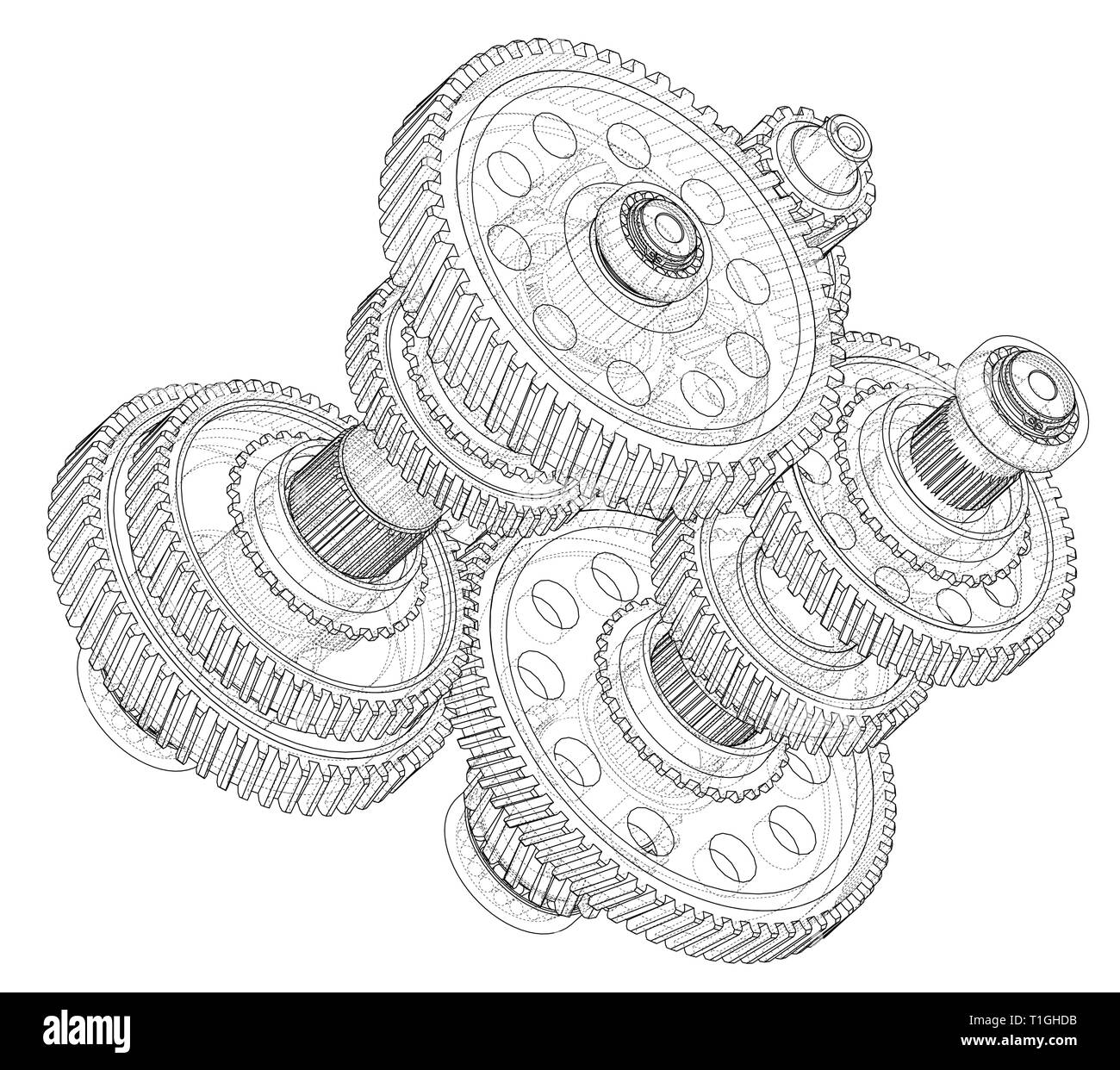 Outline gearbox concept. Vector Stock Vector Image & Art - Alamy