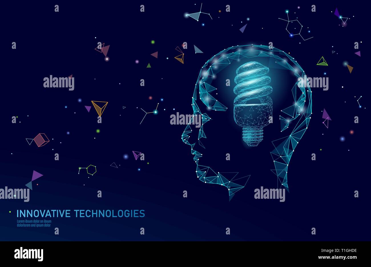 Human brain IQ smart business concept. Fluorescent lamp ecology idea ...