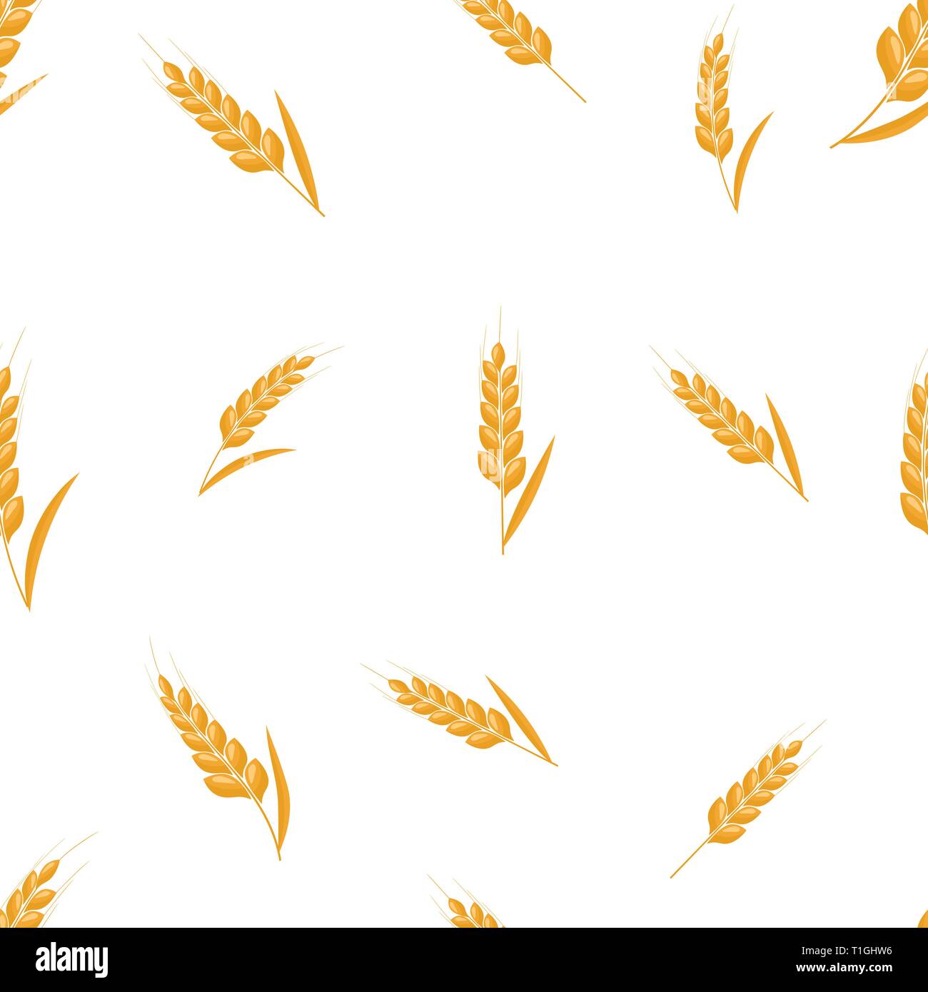 Wheat spike seamless background. Organic Ear grain textured pattern ...