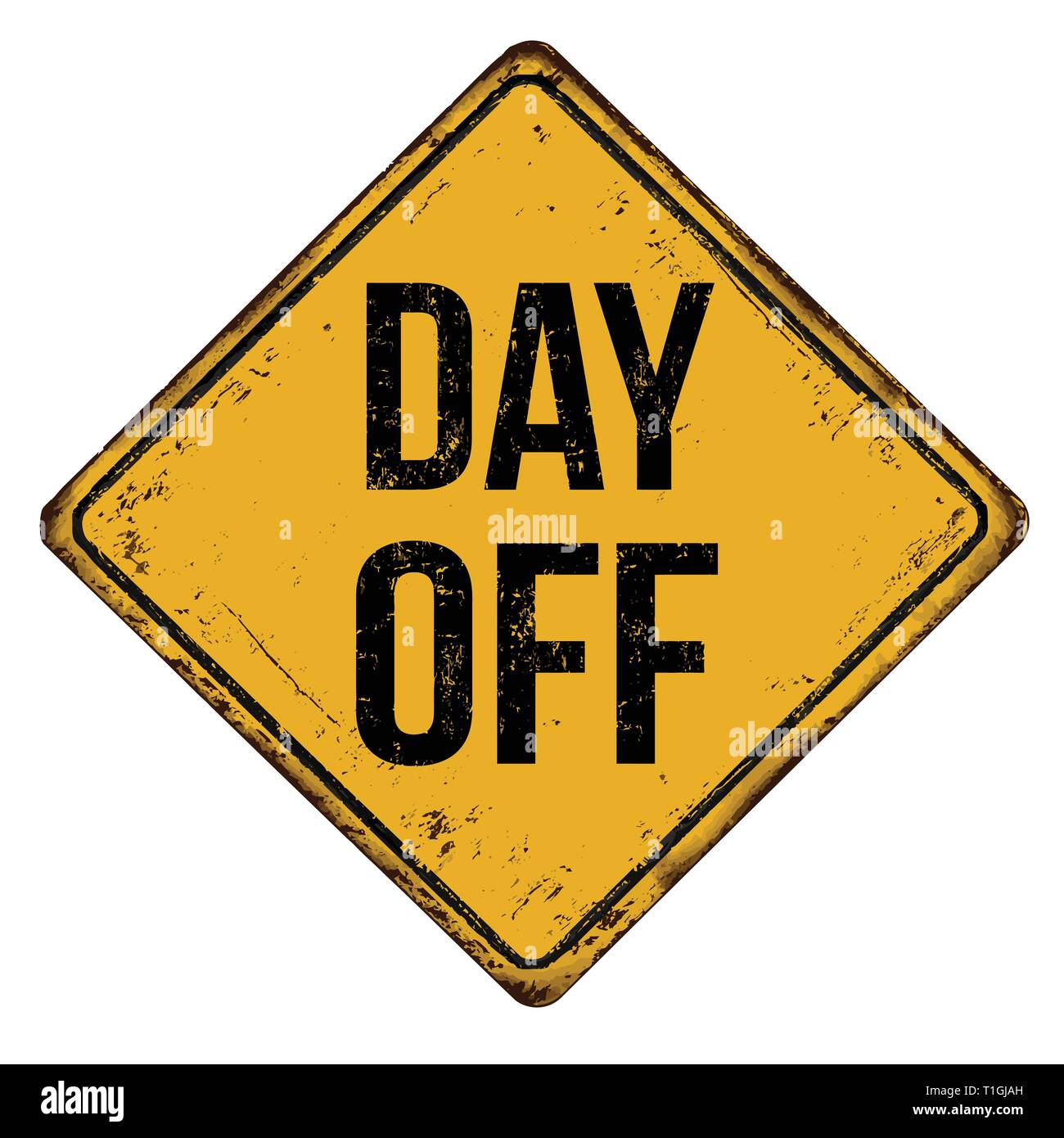 Day off vintage rusty metal sign on a white background, vector ...