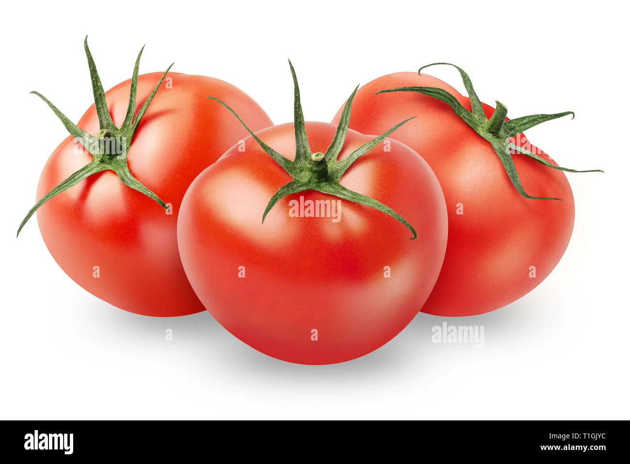 Isolated tomato. Three whole fresh tomatoes isolated on white ...