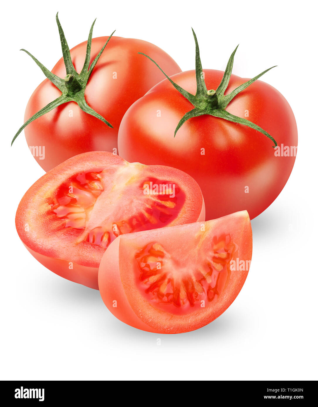 isolated tomato. Fresh cut tomatoes isolated on white background, with ...