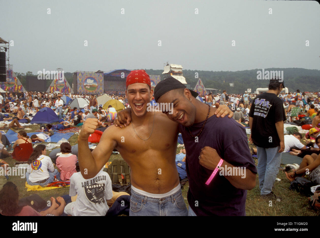 Concert fans are shown having fun during Woodstock 94 in Saugerties ...