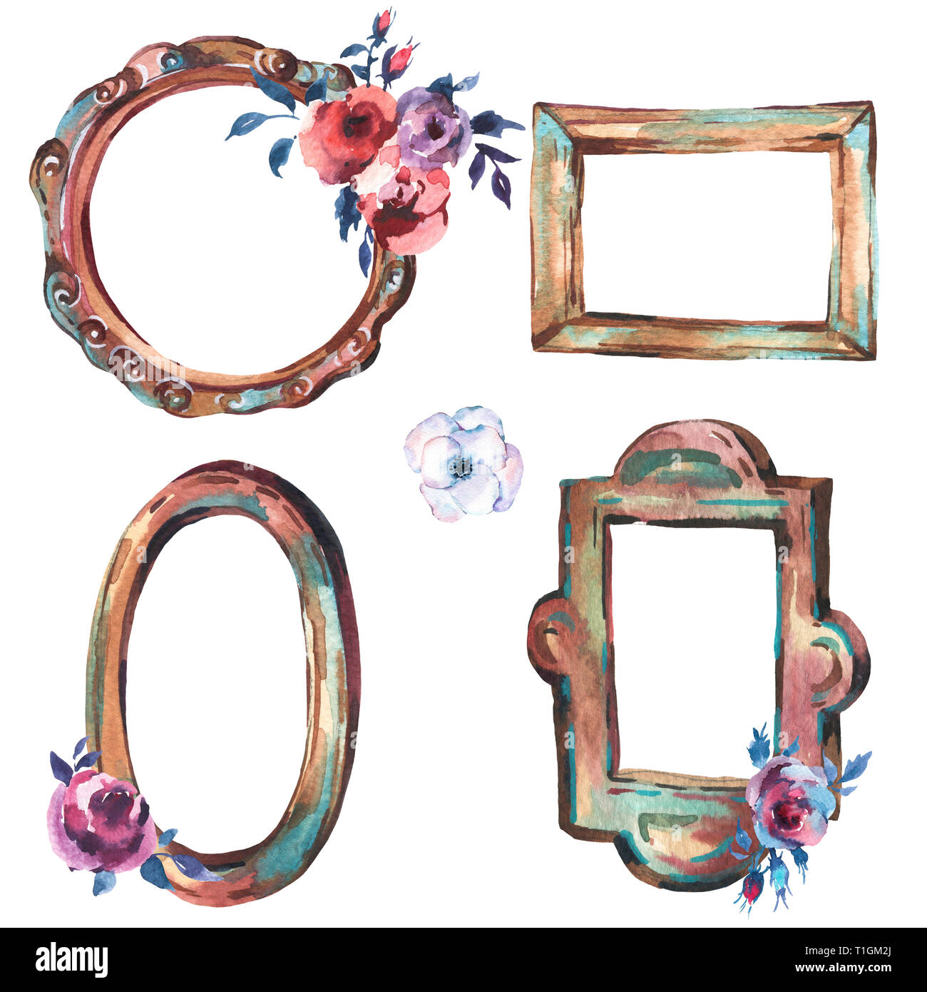 Craft Supplies & Tools Painted wooden frame with floral decoration for ...