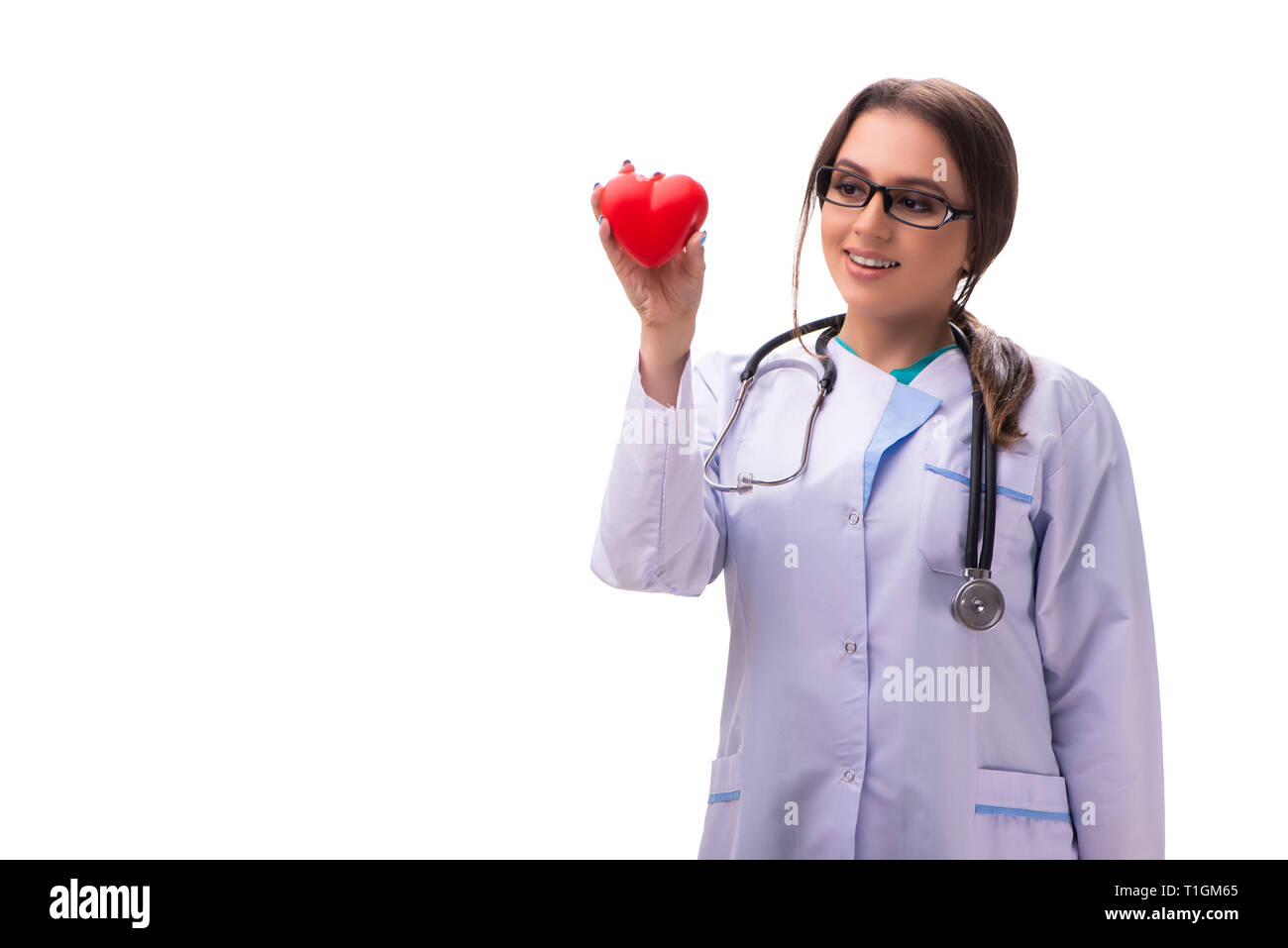 Young female doctor cardiologist isolated on white Stock Photo - Alamy