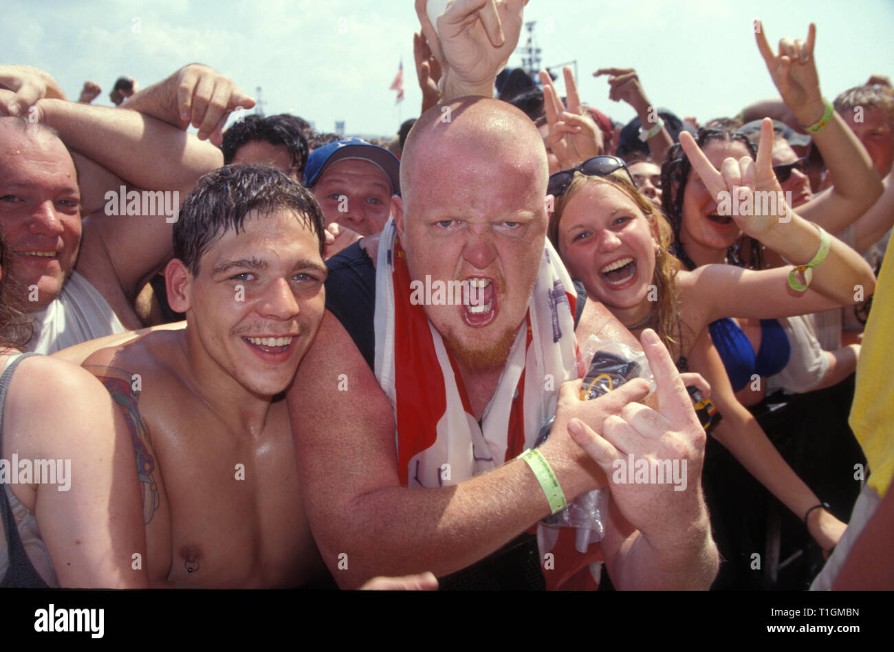 Front row concert fans are shown during Woodstock 94 in Saugerties, New ...