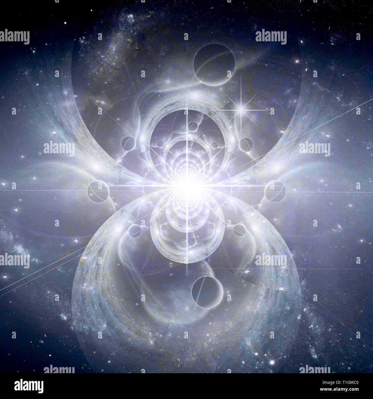 Endless space. Planets in fractal dimensions Stock Photo - Alamy