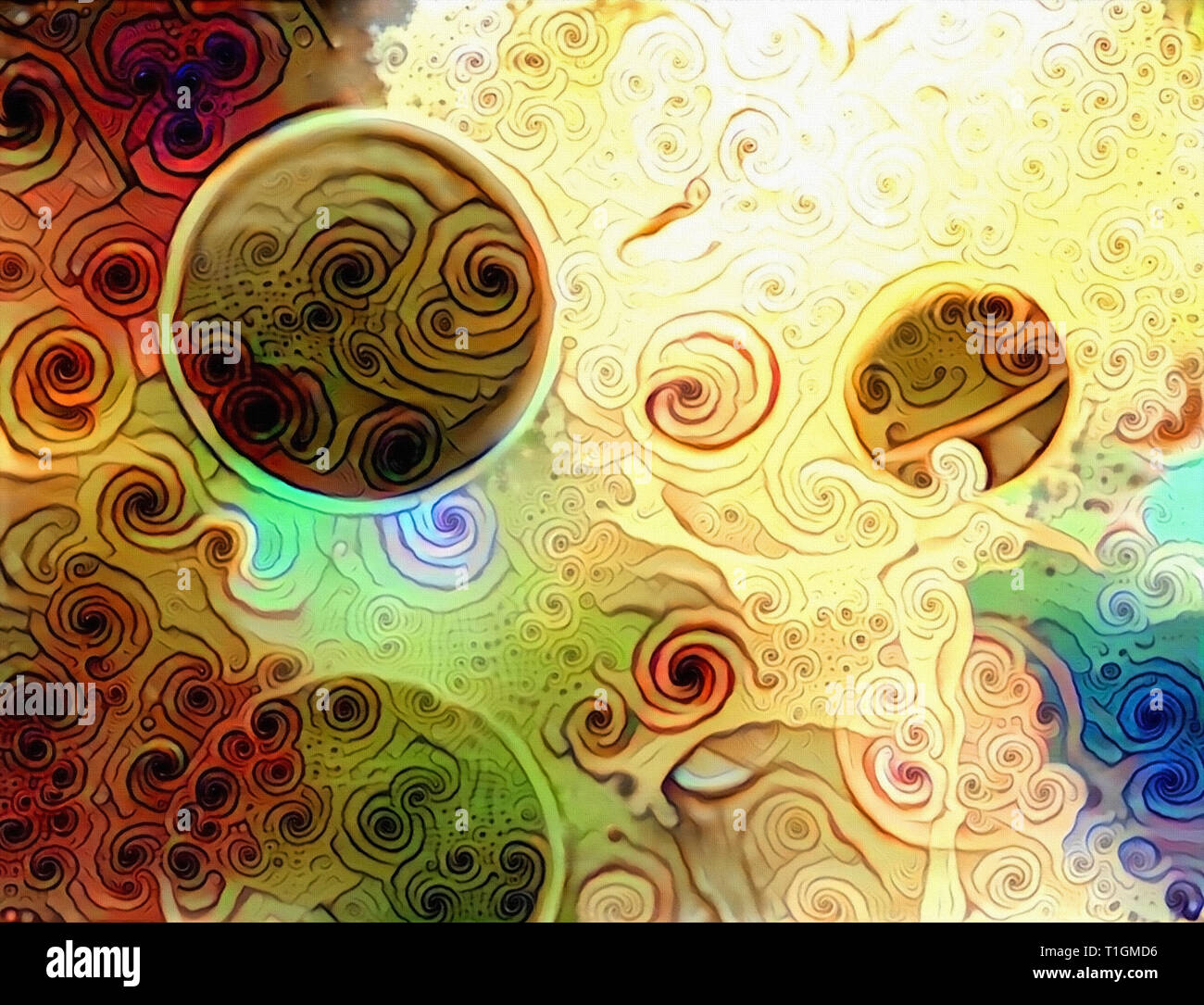 Colorful modern abstract with swirls and circles Stock Photo - Alamy