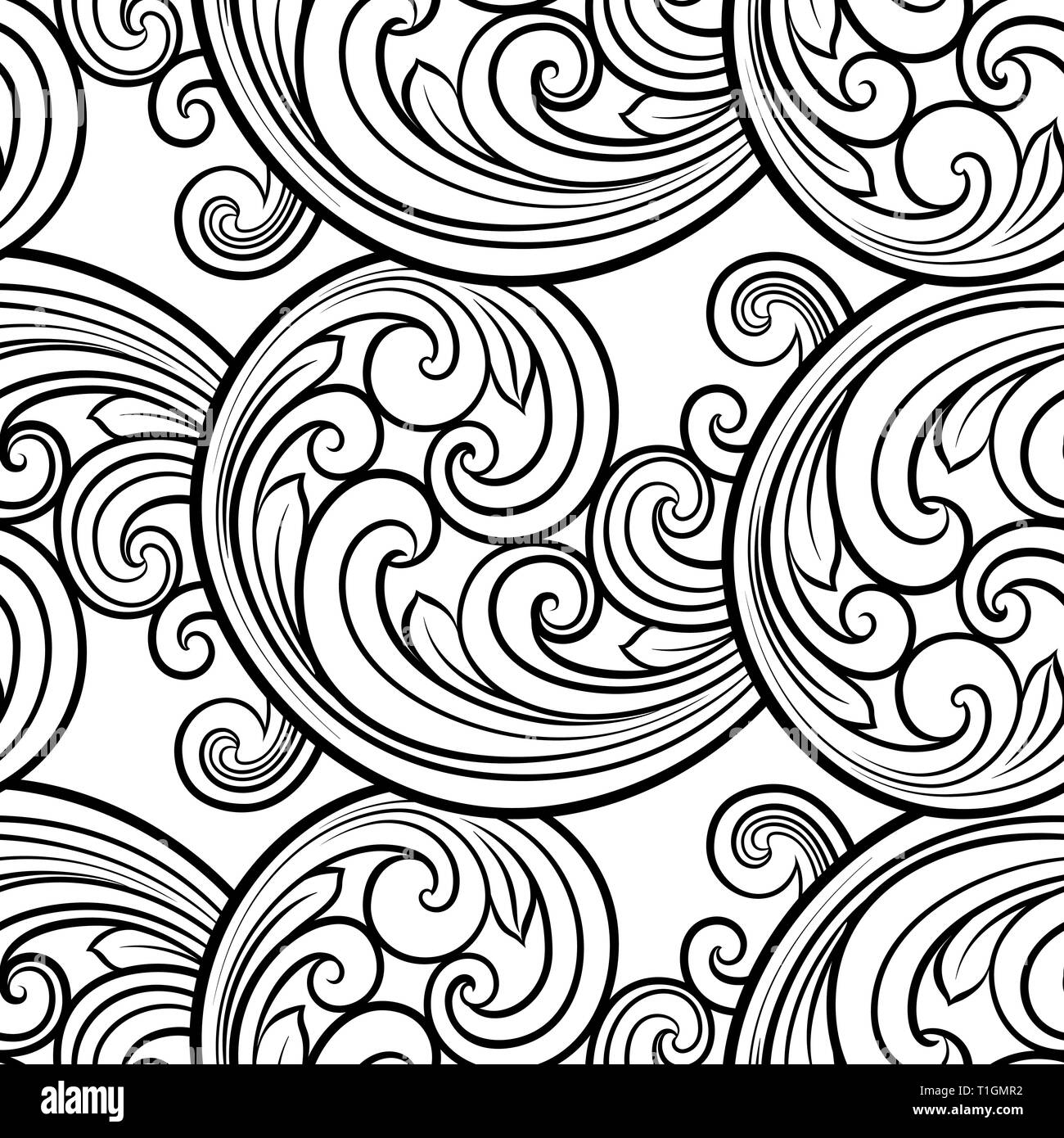Seamless baroque scrolls line pattern in eastern or arabic style ...