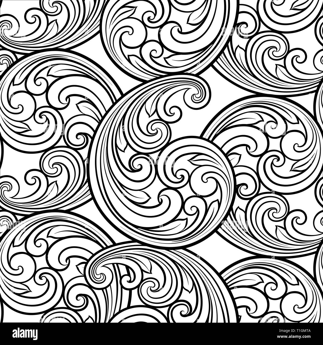 Seamless baroque scrolls line pattern in eastern or arabic style ...
