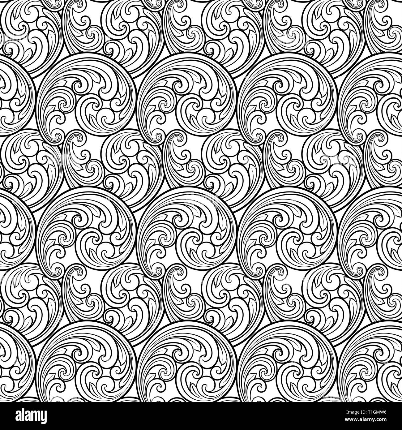 Seamless baroque scrolls line pattern in eastern or arabic style ...