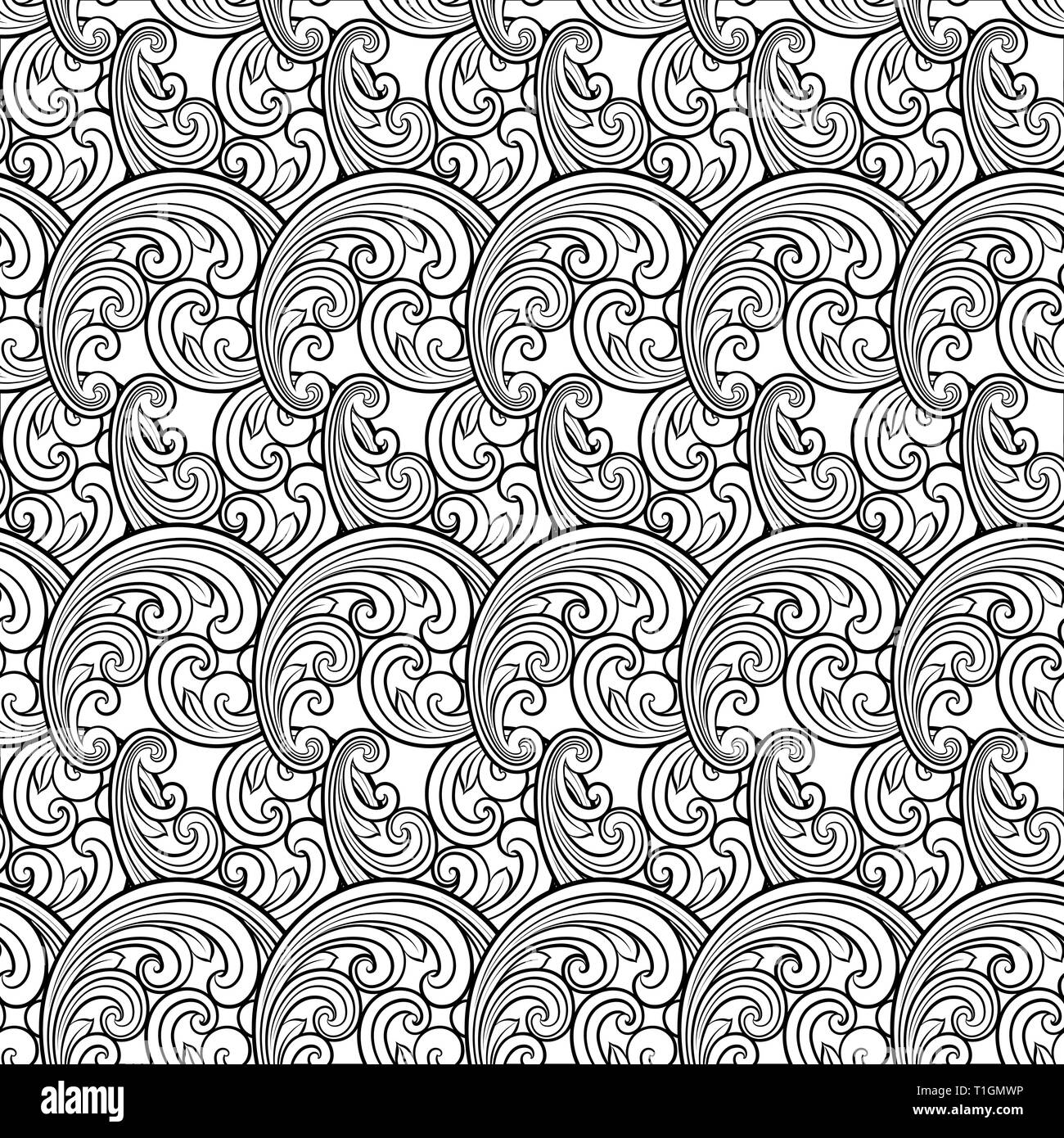 Black And White Scroll Pattern
