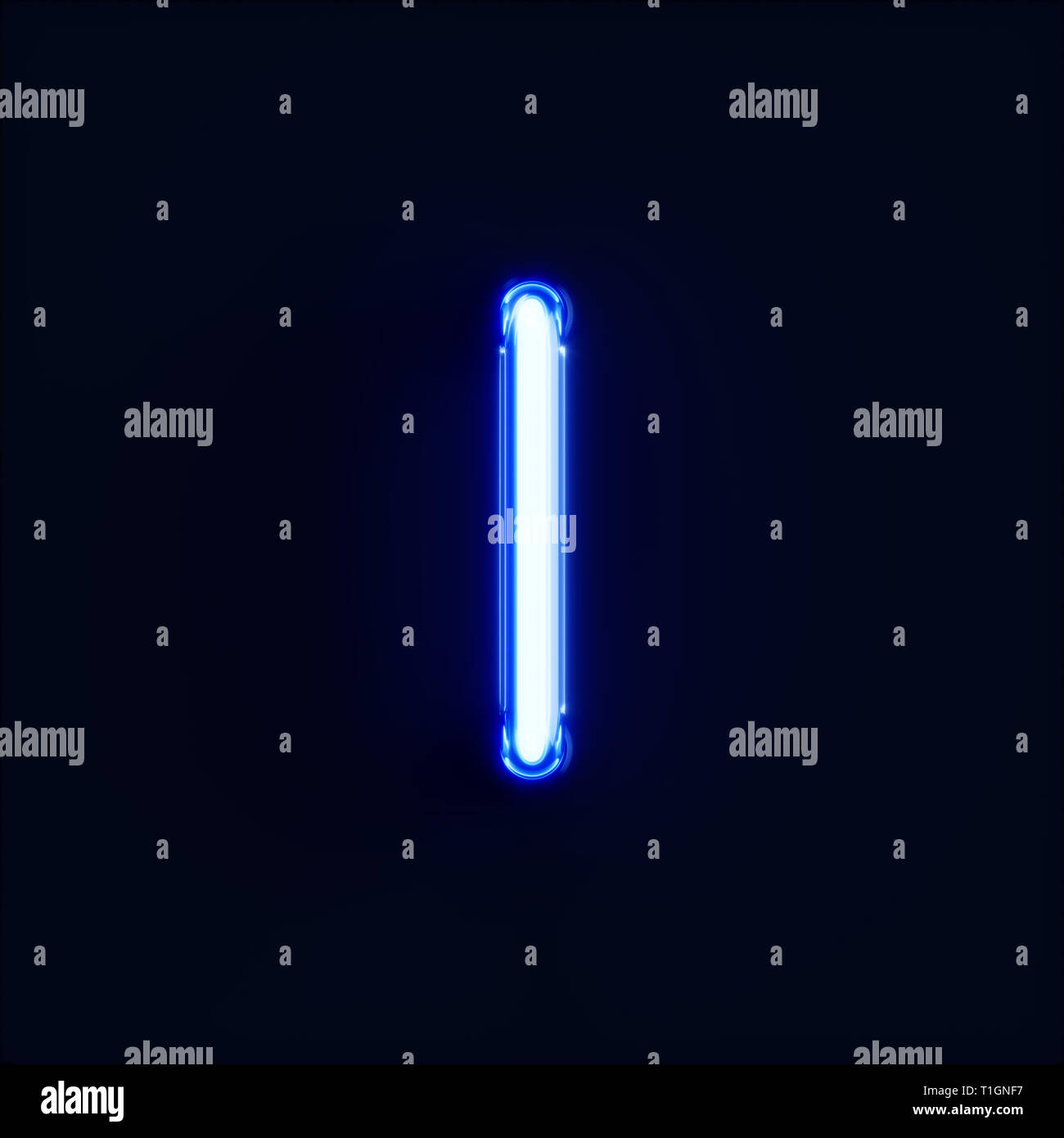 Neon light alphabet character I font. Neon tube letters glow effect on ...
