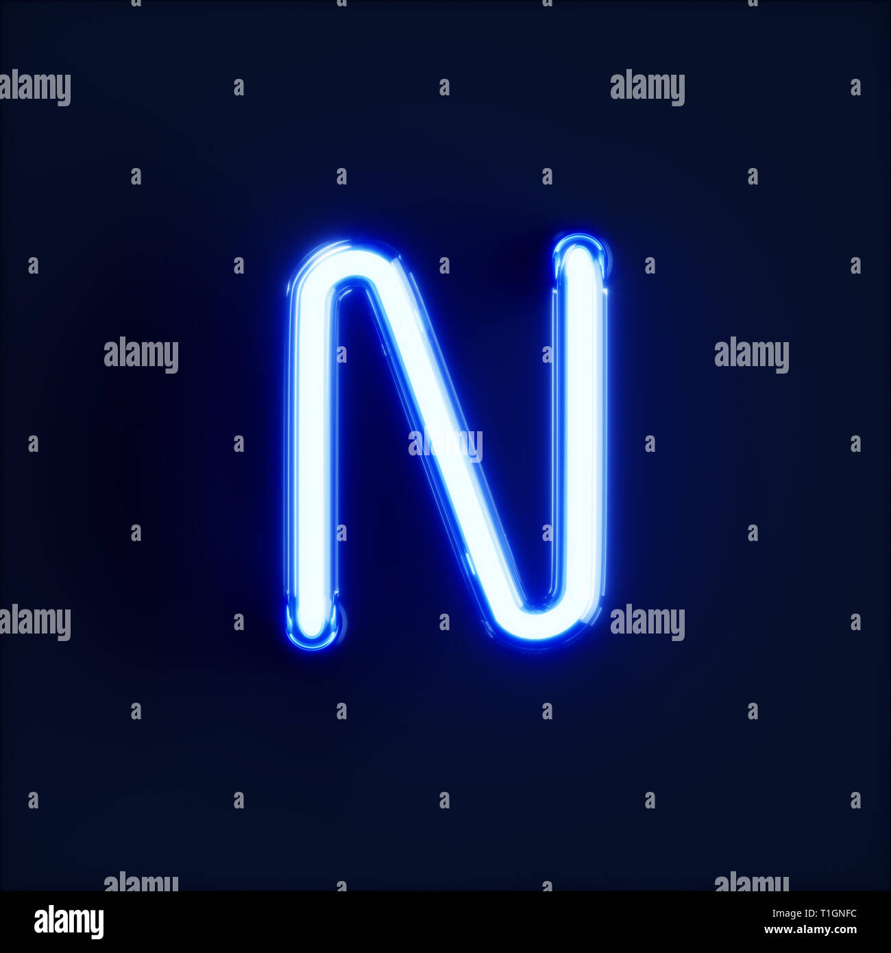 Neon light alphabet character N font. Neon tube letters glow effect on ...