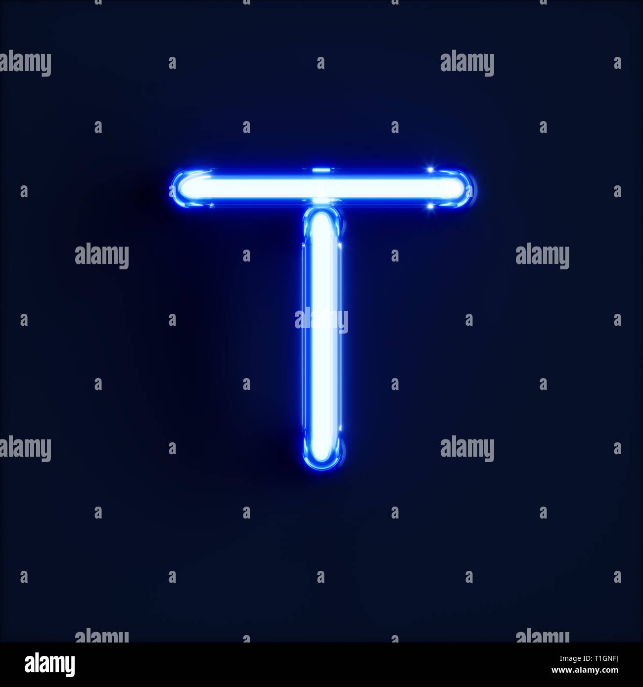 Neon light alphabet character T font. Neon tube letters glow effect on ...