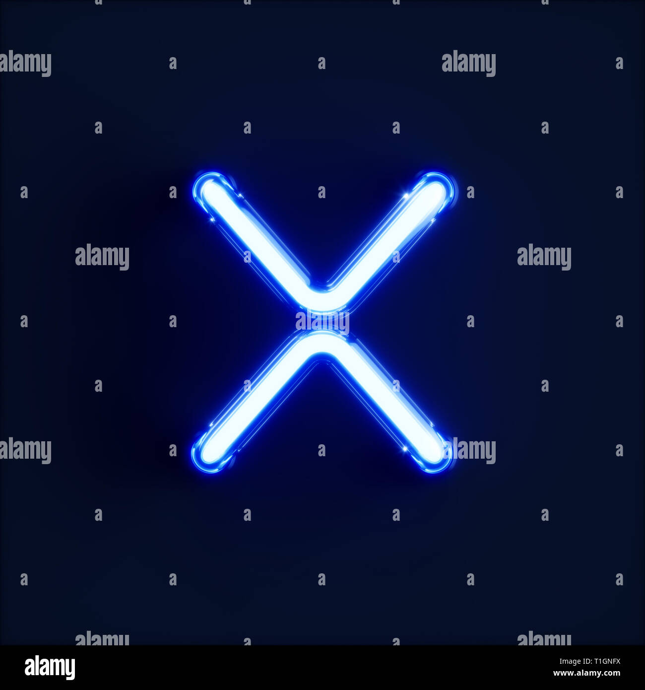 Neon light alphabet character X font. Neon tube letters glow effect on ...