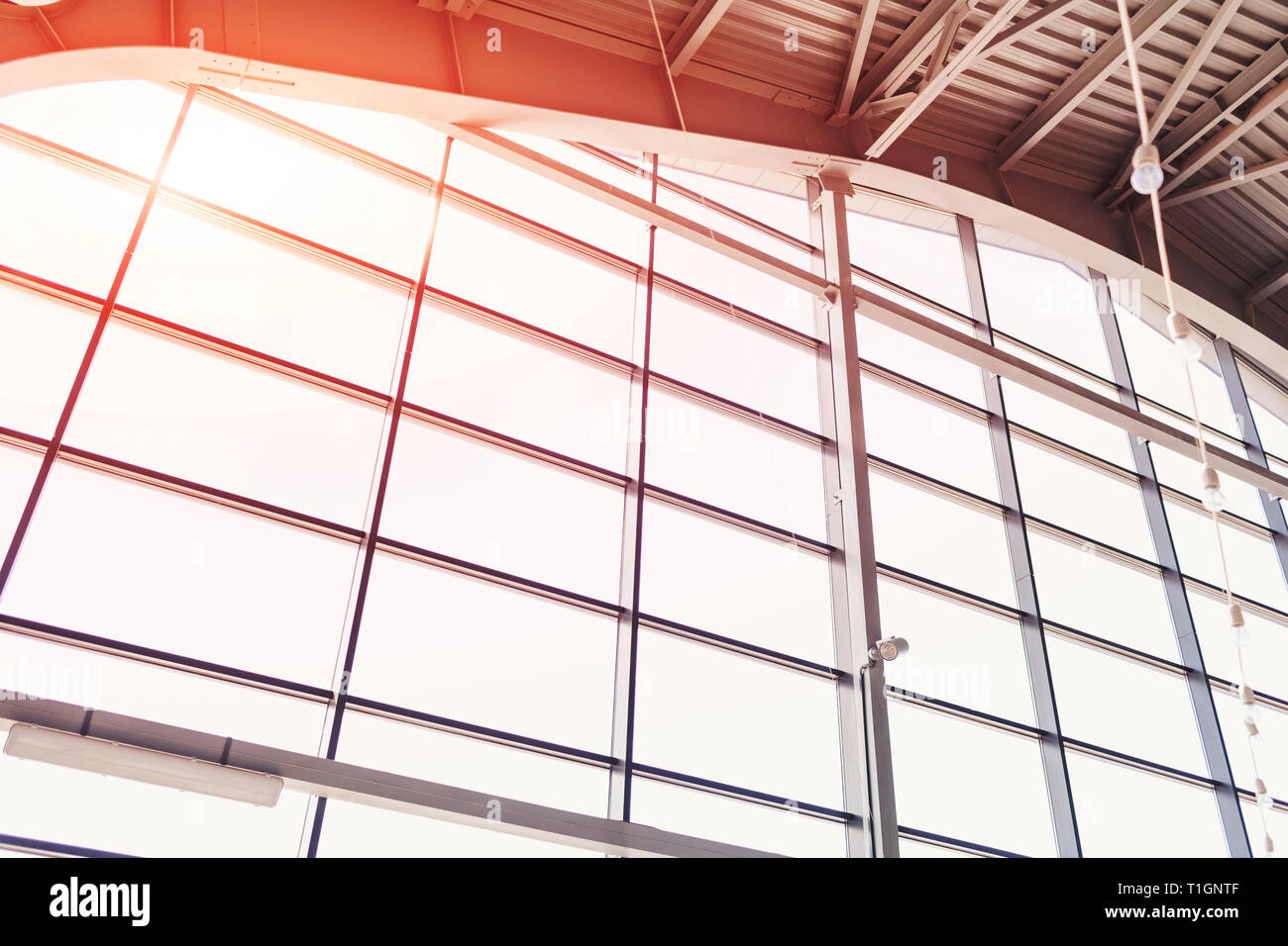 Modern buildings. Window design. Light and shadow. Morning sun. Urban ...
