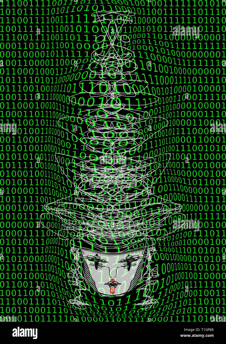 An odd face and a binary code Stock Photo - Alamy