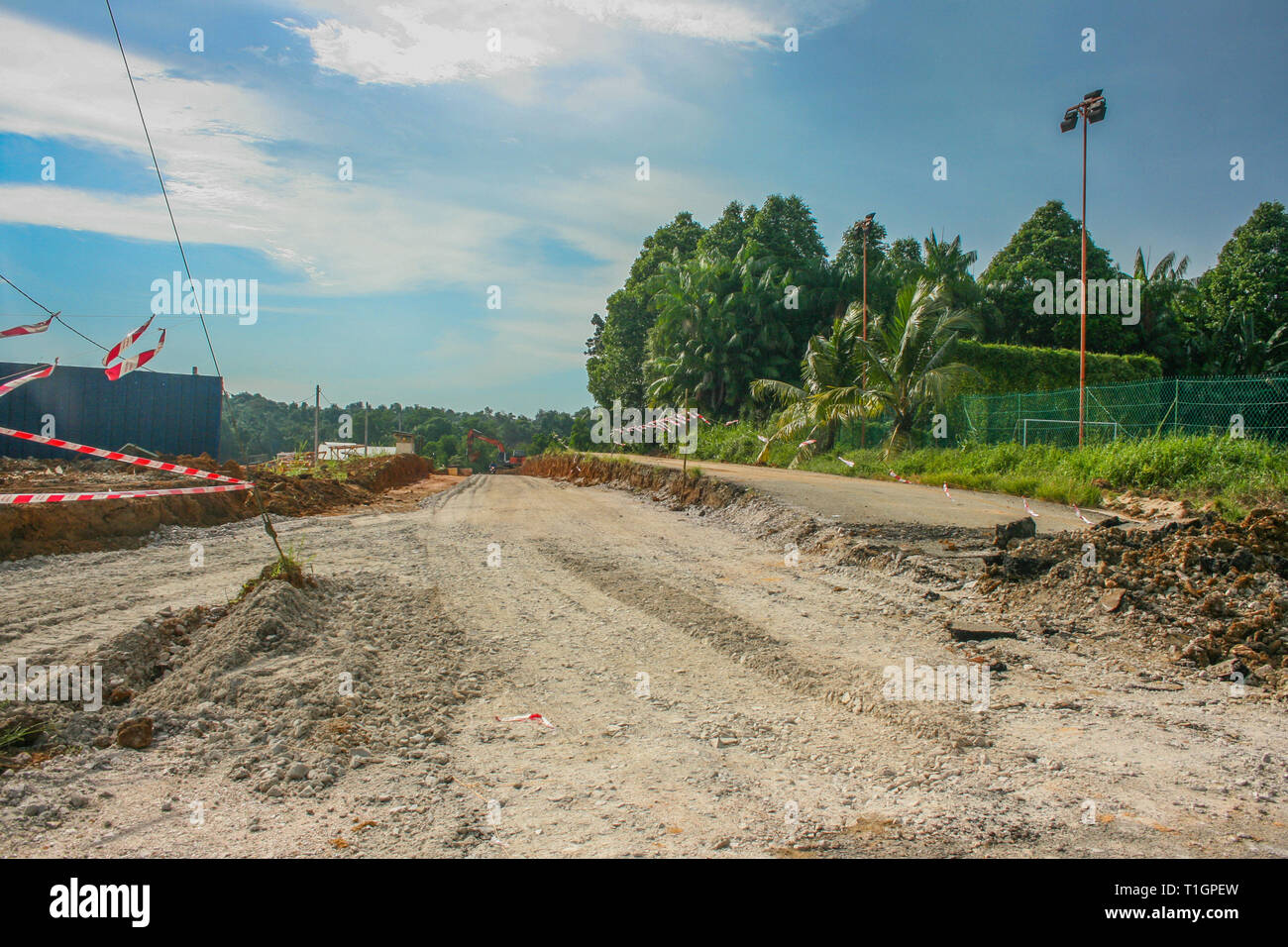 Unfinished road development with no roadworks signs in Iskandar Puteri ...