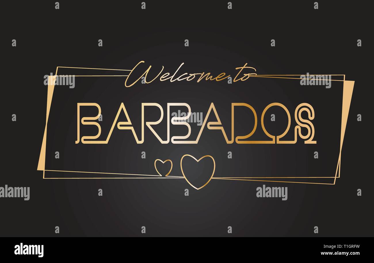 Barbados Welcome to Golden text Neon Lettering Typography with Wired ...
