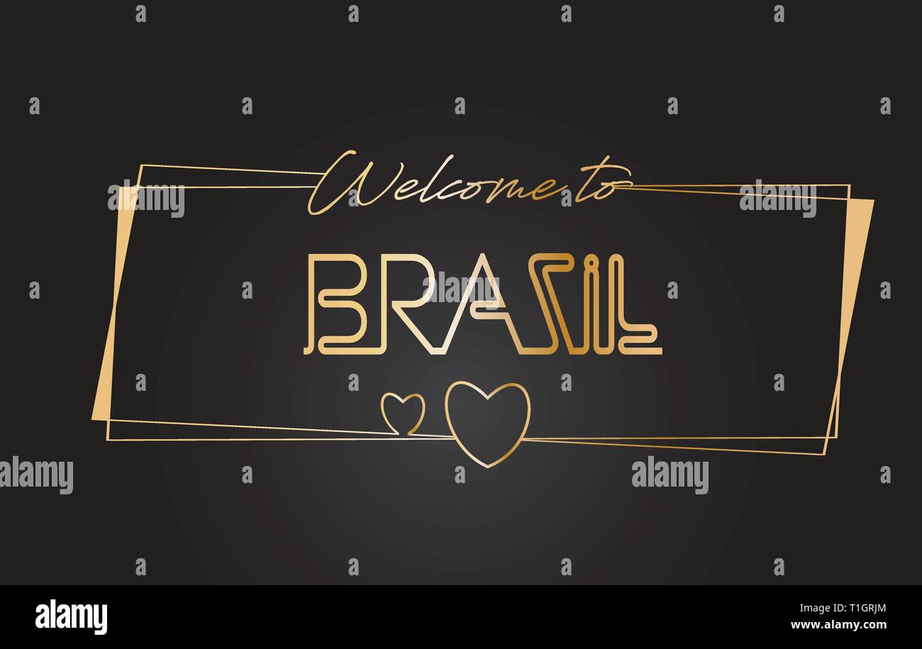 Brazil Welcome to Golden text Neon Lettering Typography with Wired ...