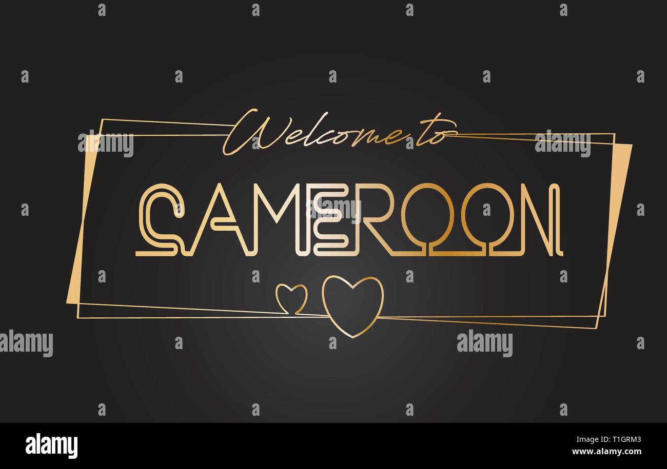 Cameroon Welcome to Golden text Neon Lettering Typography with Wired ...