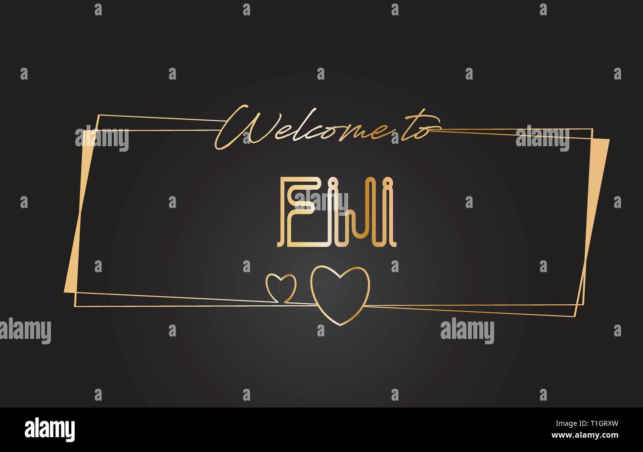 Fiji Welcome to Golden text Neon Lettering Typography with Wired Golden ...