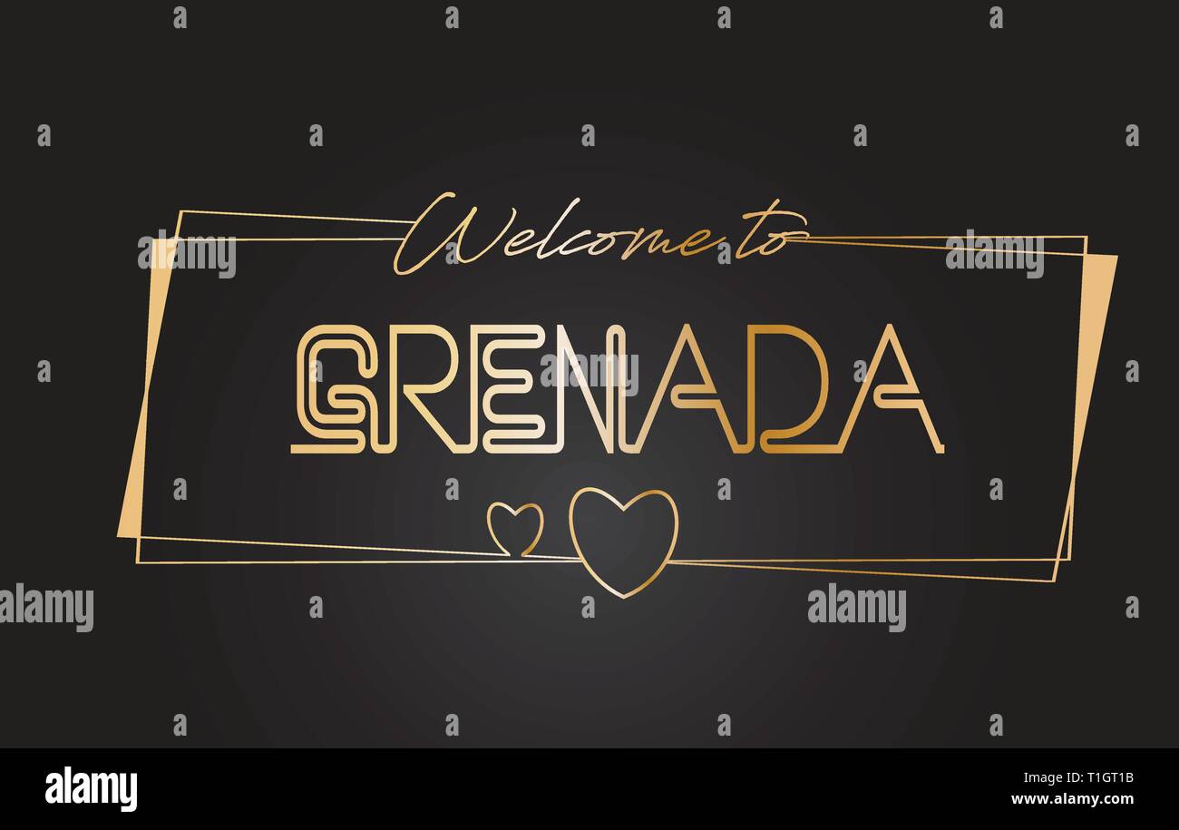 Grenada Welcome to Golden text Neon Lettering Typography with Wired ...