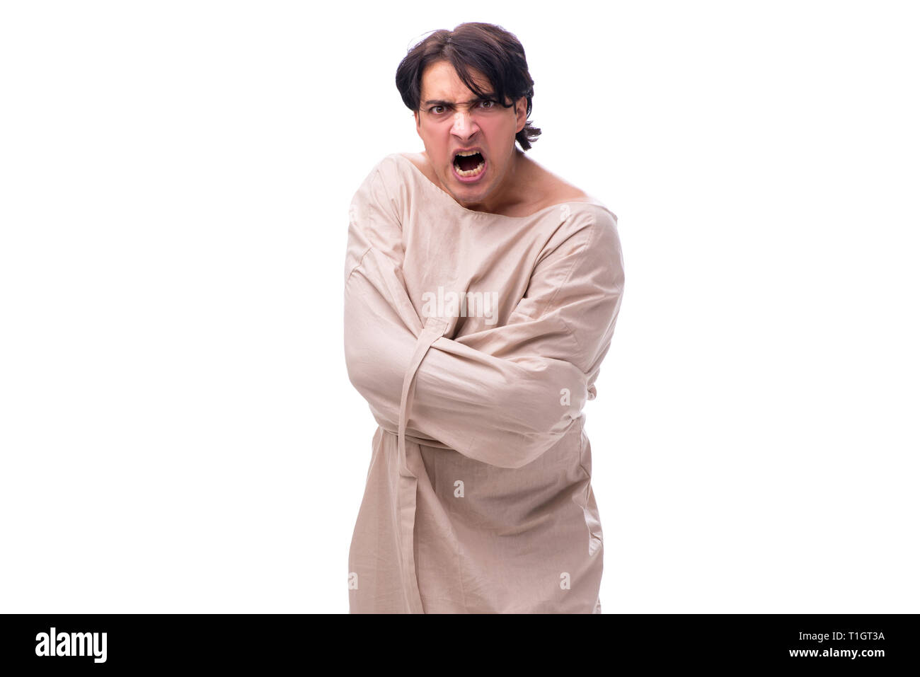 Young mad man isolated on white Stock Photo - Alamy