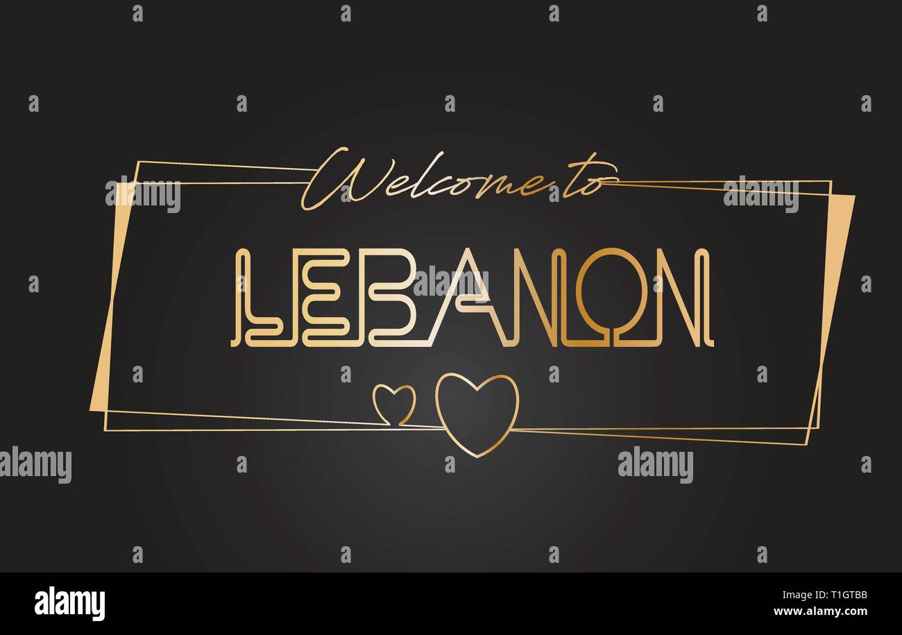 Lebanon Welcome to Golden text Neon Lettering Typography with Wired ...