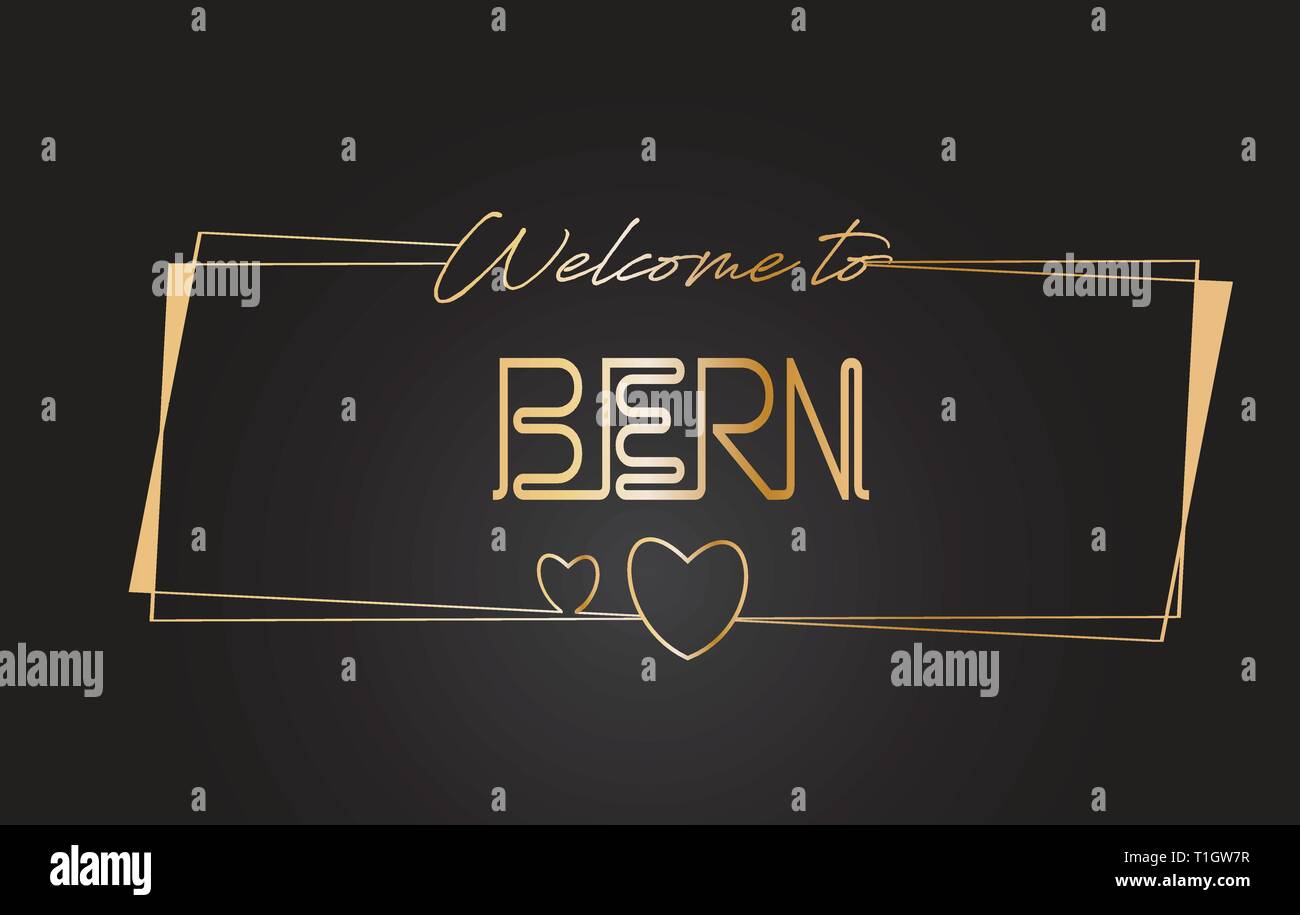 Bern Welcome to Golden text Neon Lettering Typography with Wired Golden ...