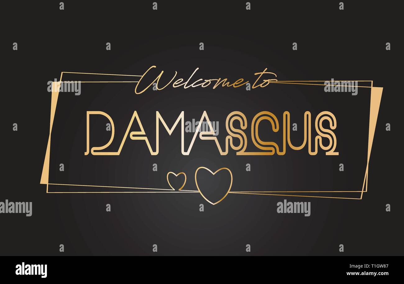 Damascus Welcome to Golden text Neon Lettering Typography with Wired ...