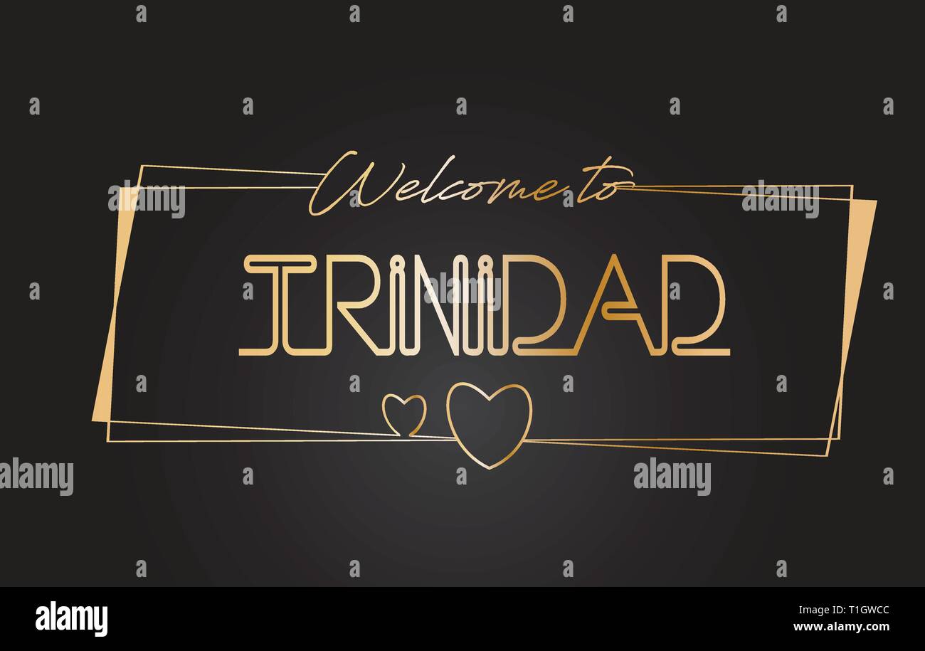 Trinidad Welcome to Golden text Neon Lettering Typography with Wired ...