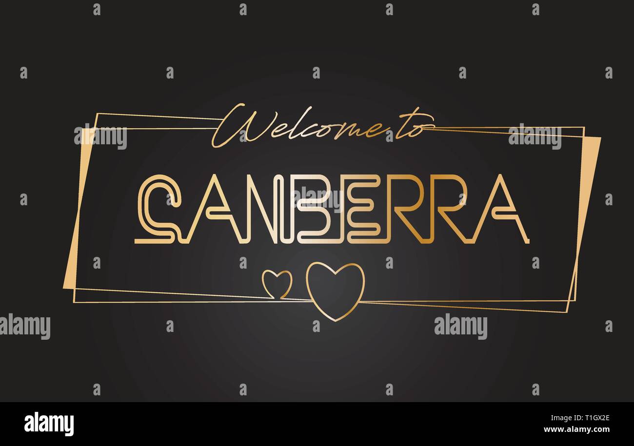Canberra Welcome to Golden text Neon Lettering Typography with Wired ...