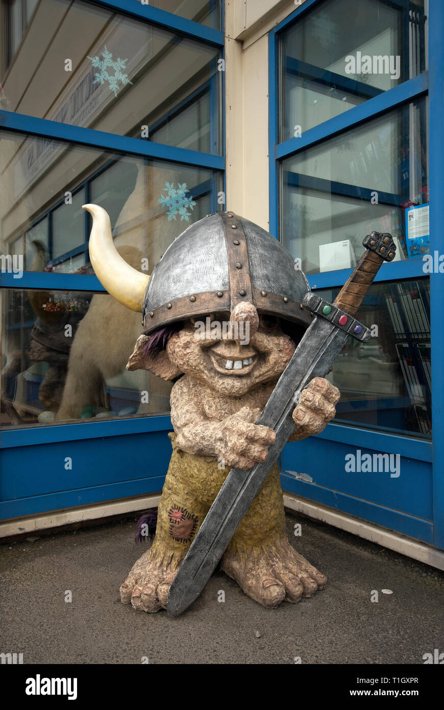 Statue of troll in Honningsvag, Mageroya Island, County Finnmark ...