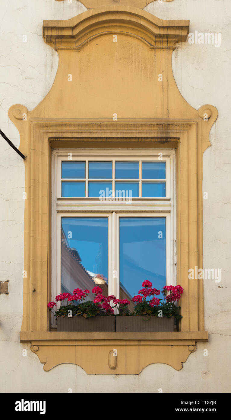 Windows of old house in Prague (Melantrichova street 464/13 Stock Photo ...