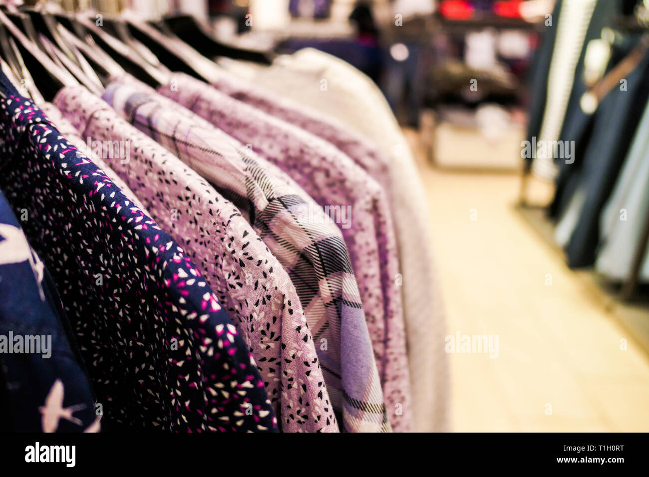 Style, fashion shop and shopping concept - Fashionable casual clothes ...