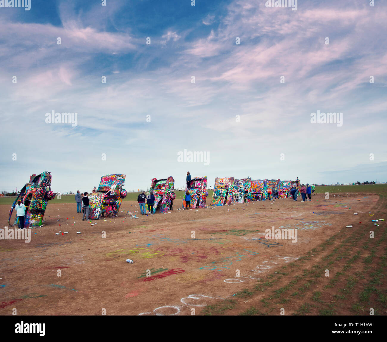 AMARILLO, TEXAS, USA - March 10 , 2019. Cadillac Ranch in Amarillo ...
